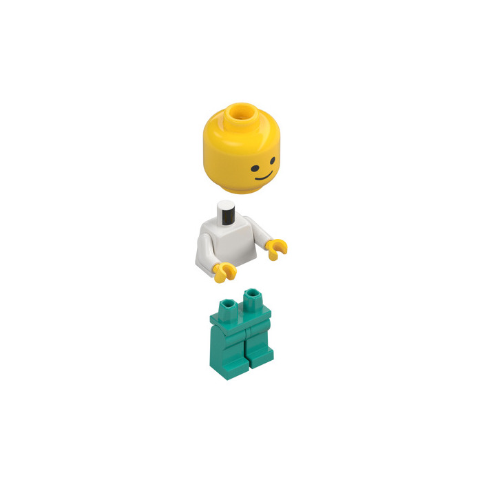 LEGO Man with White Torso and Dark Turquoise Legs Minifigure | Brick Owl