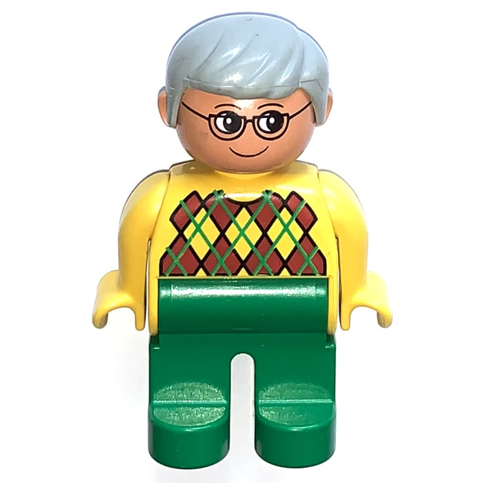 LEGO Man with Yellow Argyle Sweater Duplo Figure | Brick Owl - LEGO ...