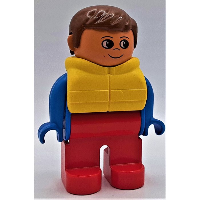 LEGO Man with Yellow Life Jacket and Brown Hair Duplo Figure | Brick Owl