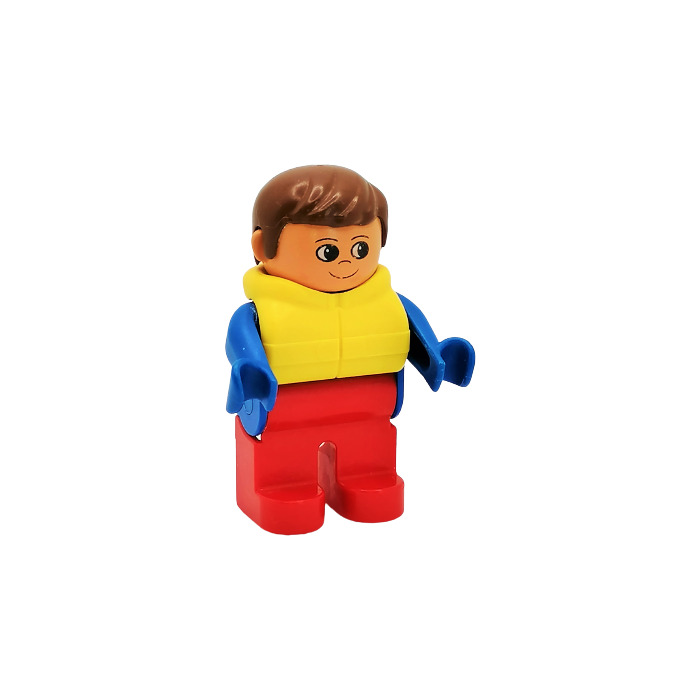 LEGO Man with Yellow Life Jacket and Brown Hair Duplo Figure | Brick Owl