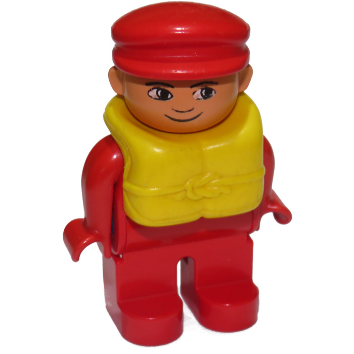 LEGO Man with Yellow Life Jacket and Red Cap with Red Outfit Duplo ...