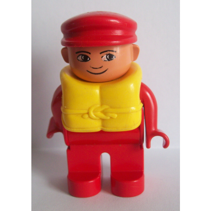 LEGO Man with Yellow Life Jacket and Red Cap with Red Outfit Duplo ...
