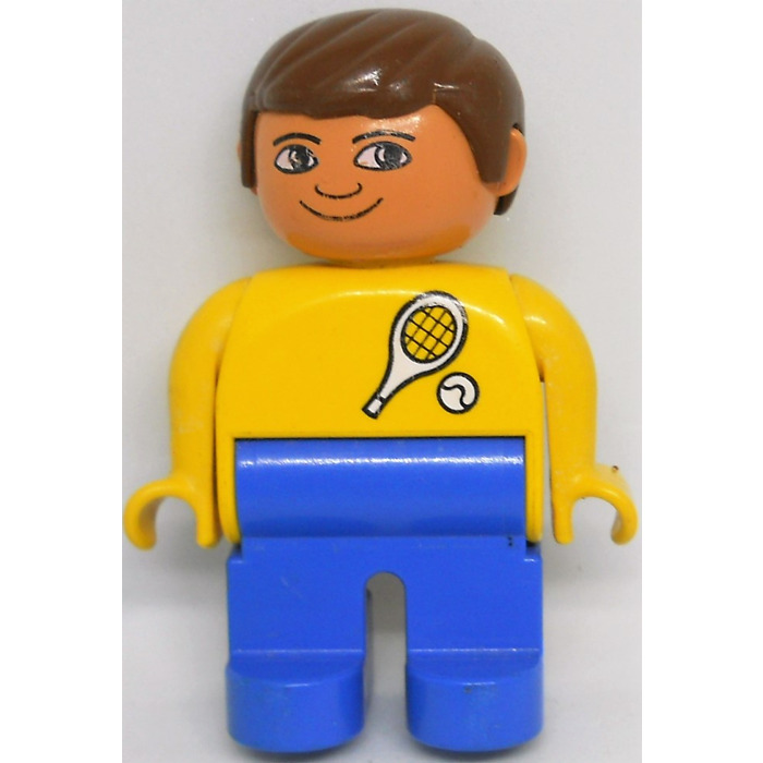 LEGO Man with Yellow Top with Tennis Racket Duplo Figure | Brick Owl ...