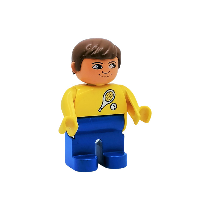 LEGO Man with Yellow Top with Tennis Racket Duplo Figure | Brick Owl ...