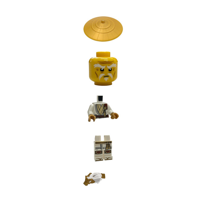 LEGO Master Wu with White Robe and Dragon Shoulder Armor Minifigure ...