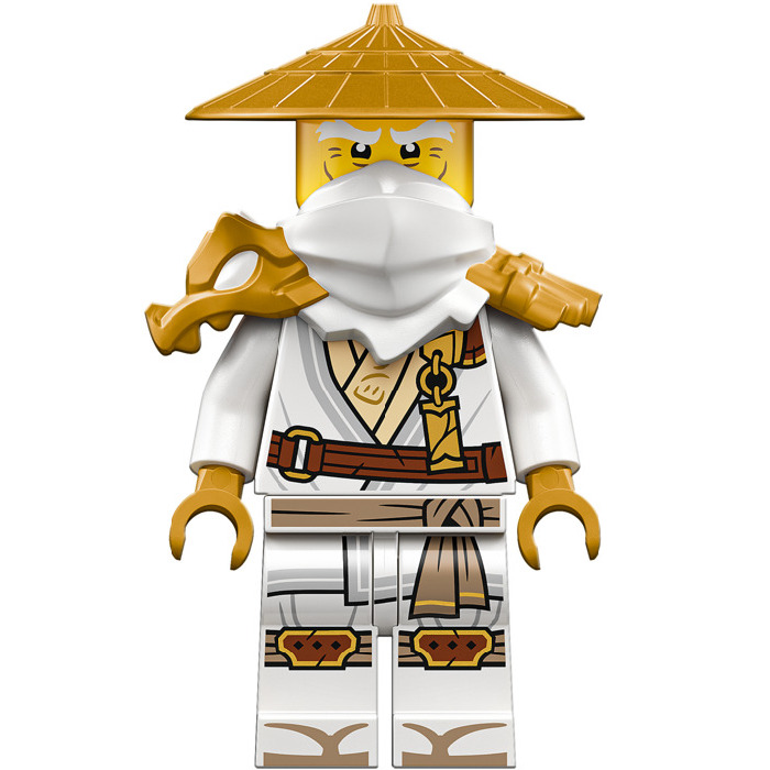 LEGO Master Wu with White Robe and Dragon Shoulder Armor Minifigure ...