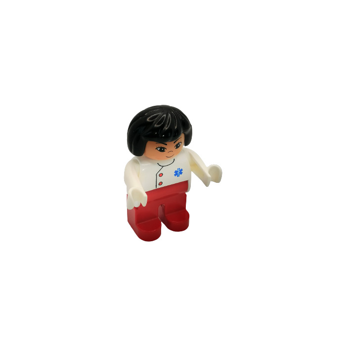 LEGO Medic with White Top and Red Legs with Black Hair Duplo Figure ...