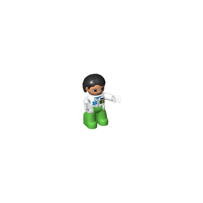 LEGO Medic with White Top with Badge and Bright Green Legs Duplo Figure ...