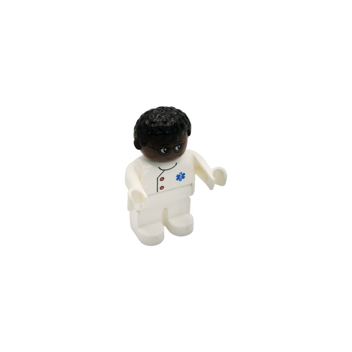 LEGO Medic with White Uniform and Black Hair with Brown Head Duplo ...