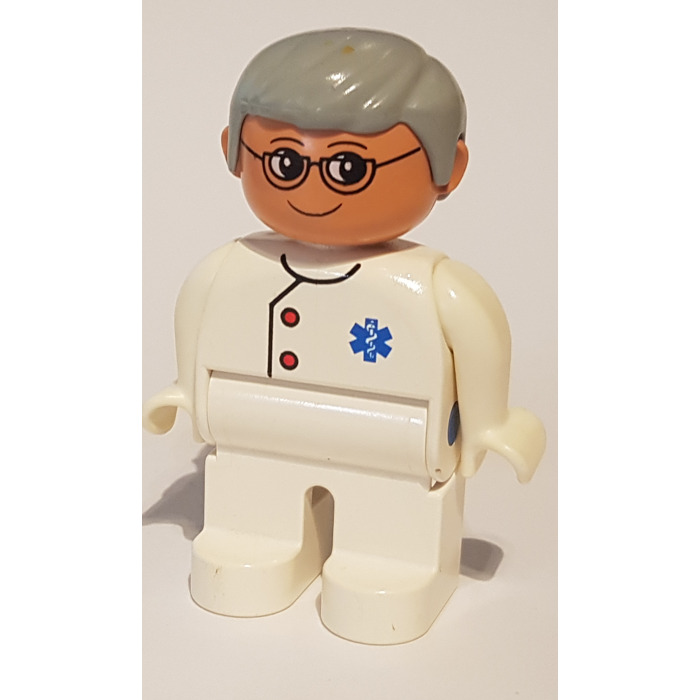 LEGO Medic with White Uniform and Gray Hair Duplo Figure | Brick Owl ...