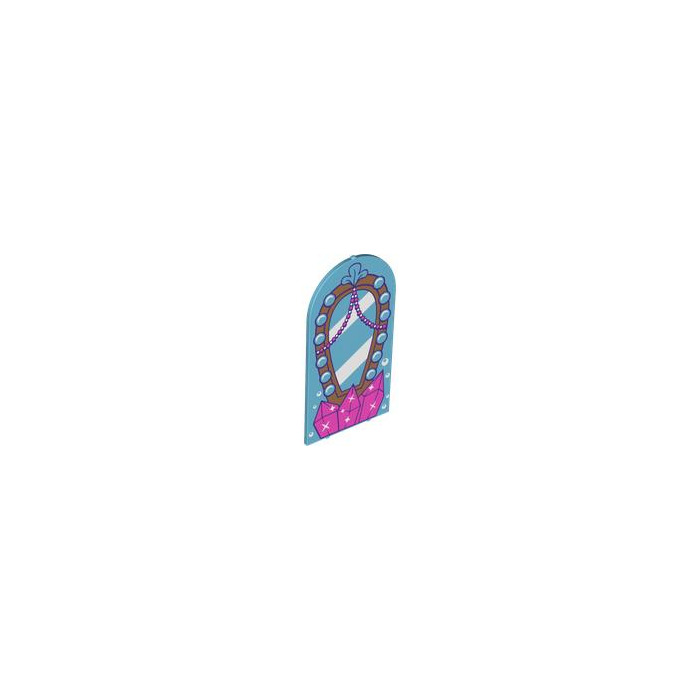 LEGO Medium Azure Glass for Window 1 x 6 x 7 with Curved top with ...