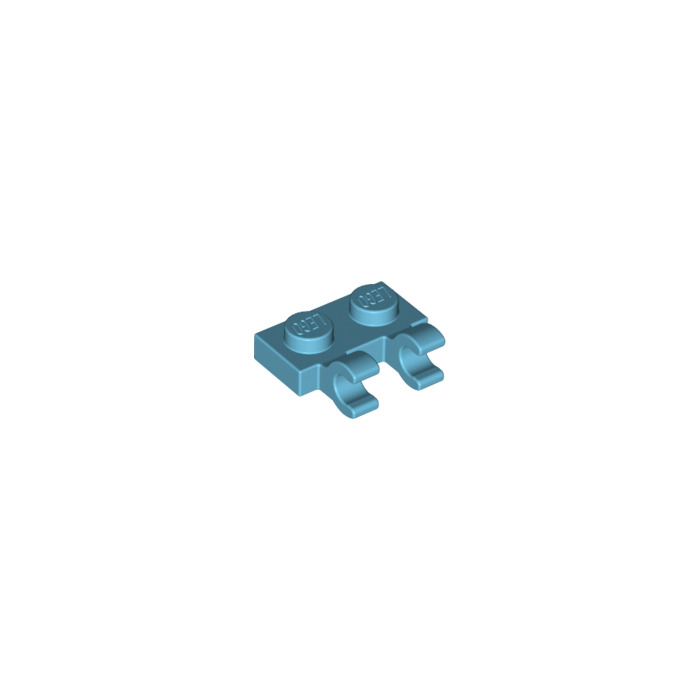 LEGO Medium Azure Plate 1 x 2 with Horizontal Clips (Open 'O' Clips ...