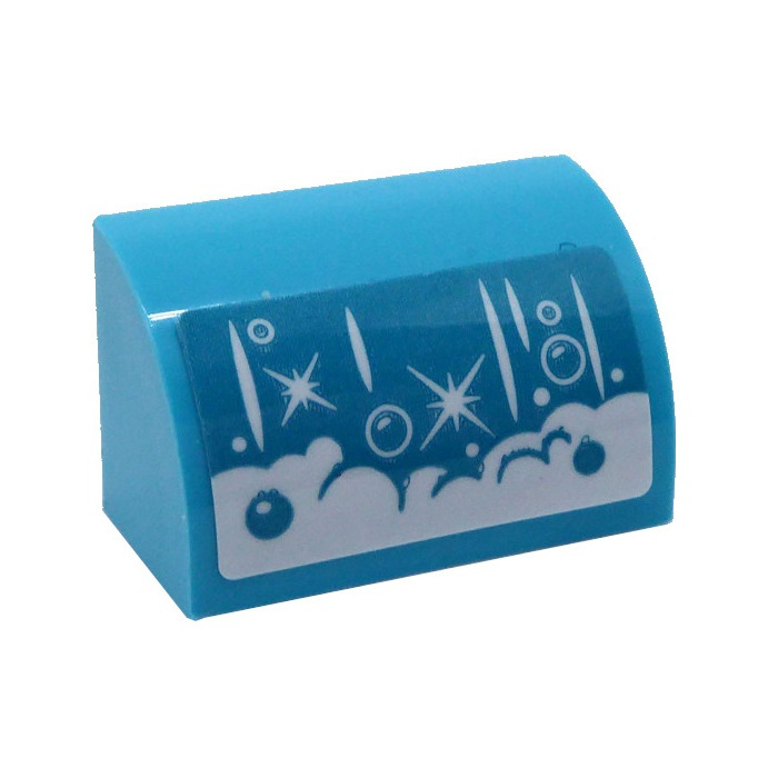 LEGO Medium Azure Slope 1 x 2 Curved with Waterfall Sticker (37352 ...