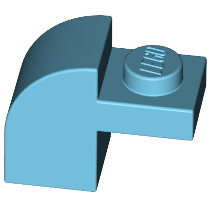 LEGO Medium Azure Slope 1 x 2 x 1.3 Curved with Plate (6091 / 32807 ...