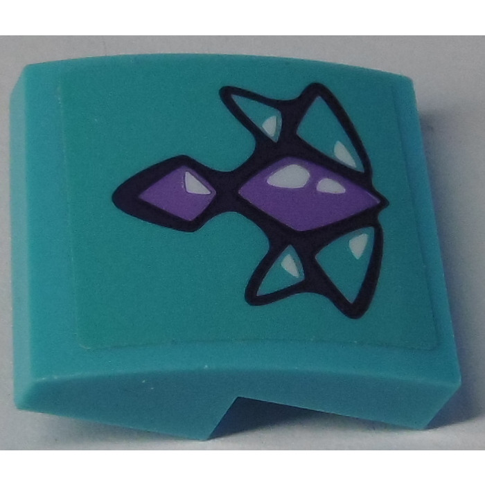 LEGO Medium Azure Slope 2 x 2 Curved with Magenta and Azur Jewels ...