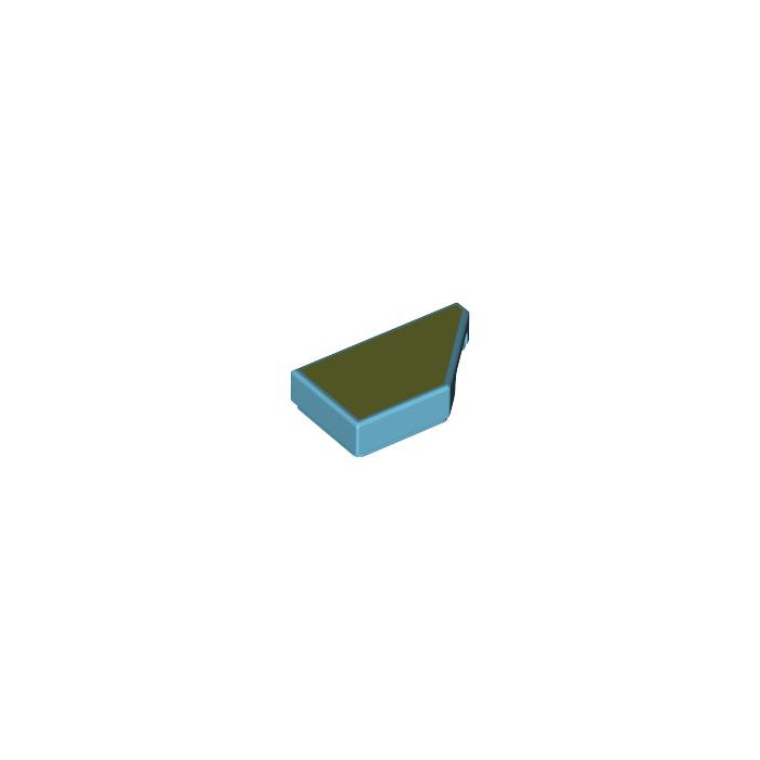 LEGO Medium Azure Tile 1 x 2 45° Angled Cut Right with Olive Green ...