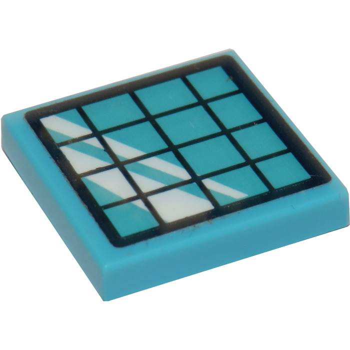 LEGO Medium Azure Tile 2 x 2 with Dark Blue and Medium Azure Solar ...