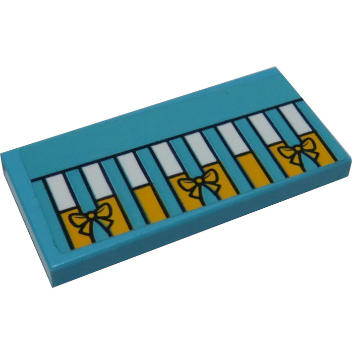 LEGO Medium Azure Tile 2 x 4 with Crib Rails Sticker (87079) | Brick ...