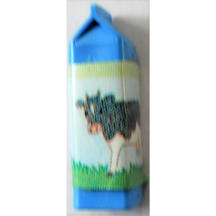 LEGO Medium Blue Scala Milk Carton with Glass of Milk and Cow Sticker ...