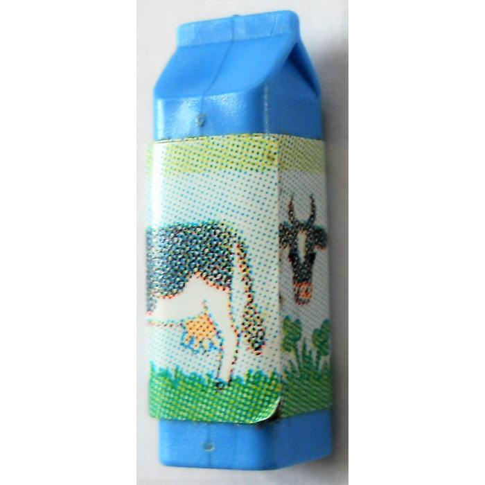 LEGO Medium Blue Scala Milk Carton with Glass of Milk and Cow Sticker ...