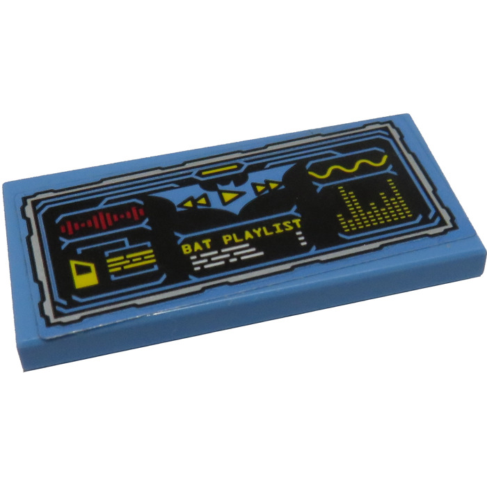 LEGO Tile 2 x 4 with Batcomputer Bat Playlist Status Pattern Sticker ...
