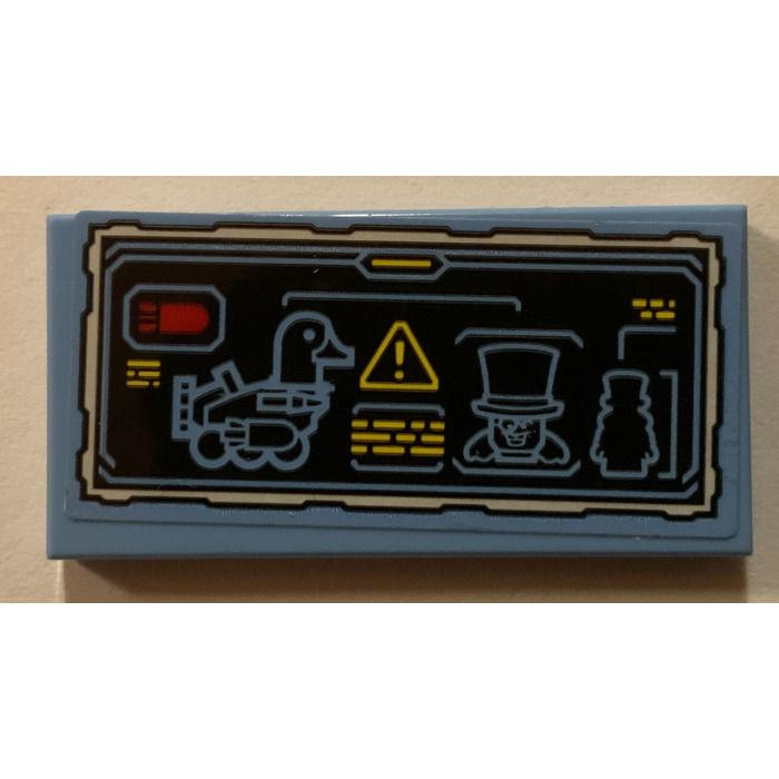 LEGO Medium Blue Tile 2 x 4 with Monitor screen with duck and Penguin ...