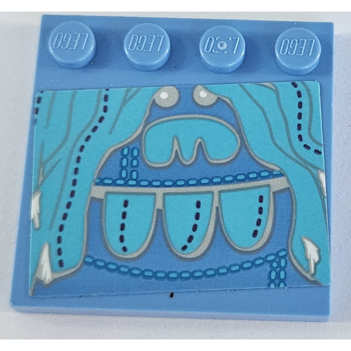 LEGO Medium Blue Tile 4 x 4 with Studs on Edge with Troll Head with ...