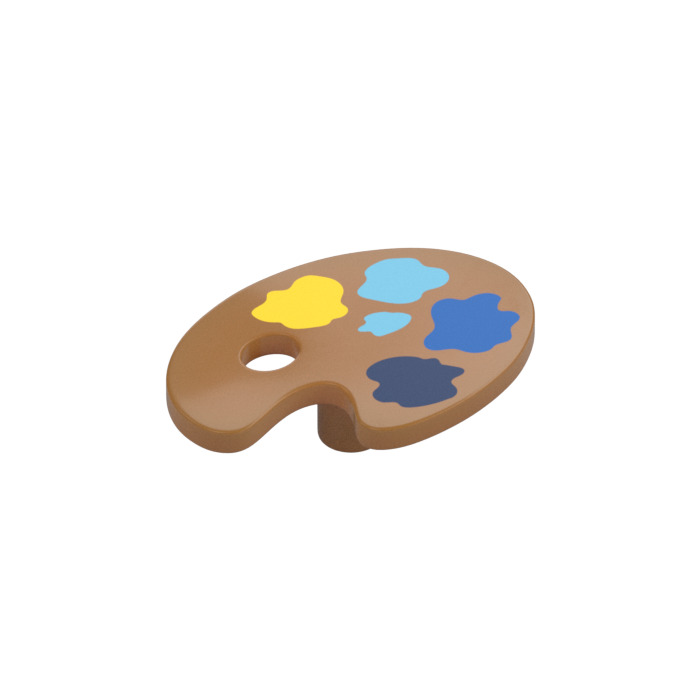 LEGO Artist Palette with Blue, Dark Blue, Medium Azure and Yellow Paint ...