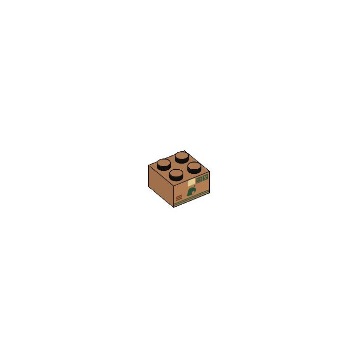 LEGO Medium Dark Flesh Brick 2 x 2 with Cardboard Box with Leaf and ...