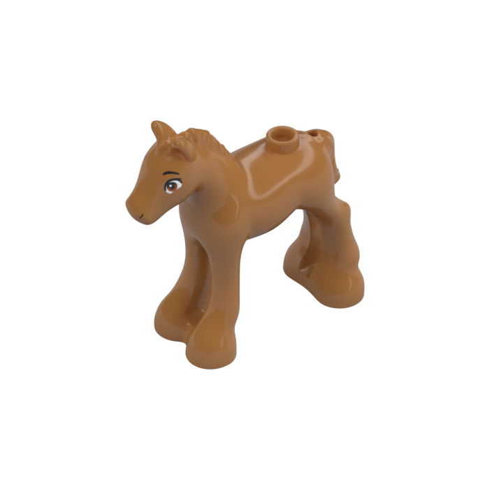 LEGO Medium Dark Flesh Foal with Orange Half Closed Eyes (11241 / ...