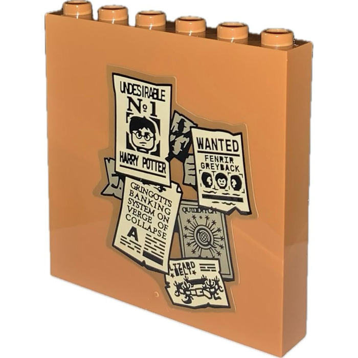 LEGO Medium Dark Flesh Panel 1 x 6 x 5 with Poster Undesirable No. 1 ...