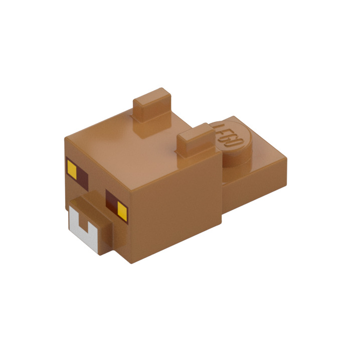 LEGO Medium Dark Flesh Pixelated Minecraft Animal Head with Ears with ...