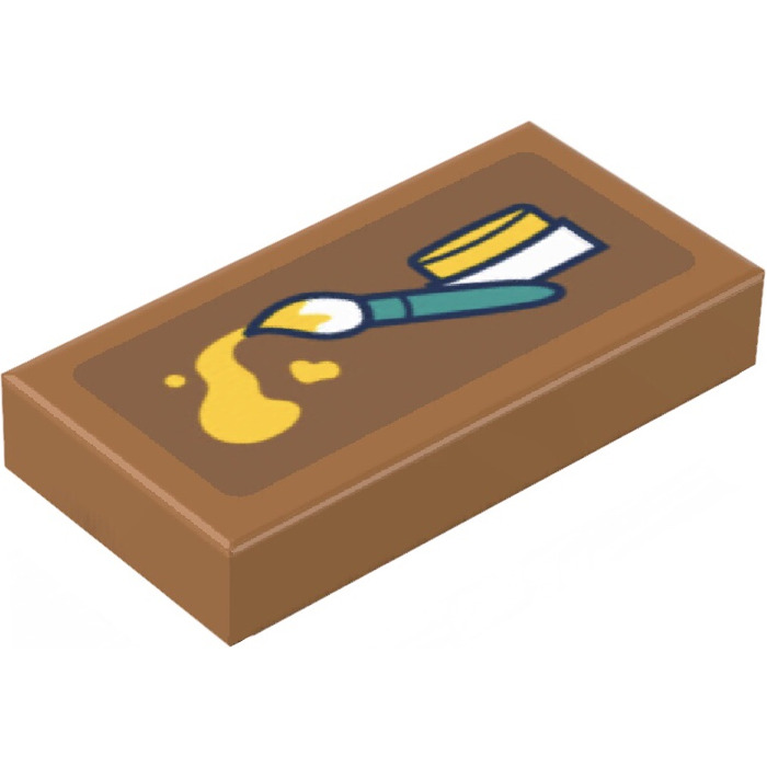 LEGO Medium Dark Flesh Tile 1 x 2 with Groove with Paintbrush and ...