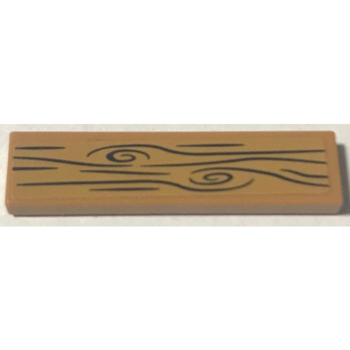 LEGO Medium Dark Flesh Tile 1 x 4 with wood grain pattern Sticker (2431 ...