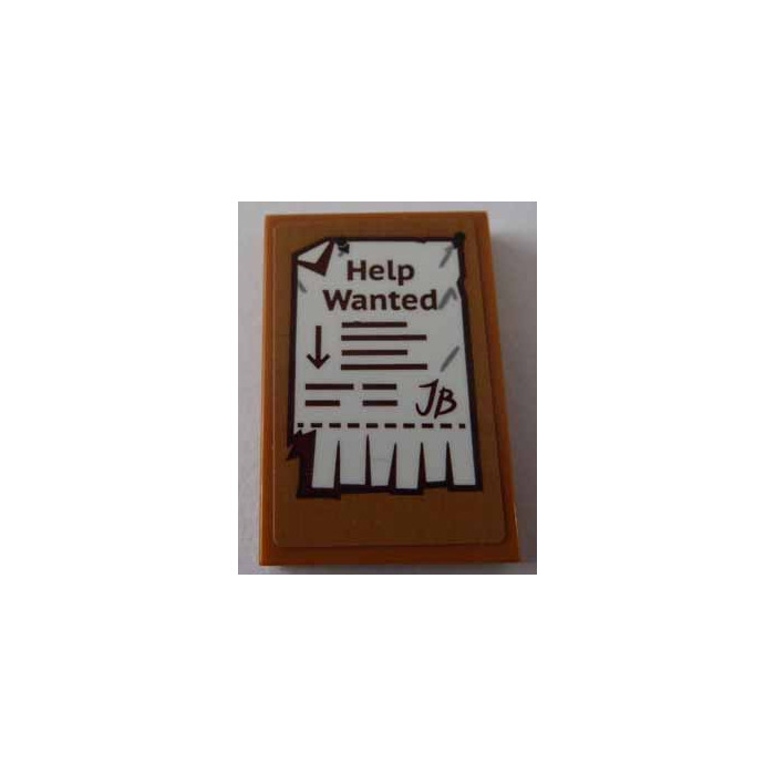 LEGO Medium Dark Flesh Tile 2 x 3 with Poster with 'Help Wanted ...
