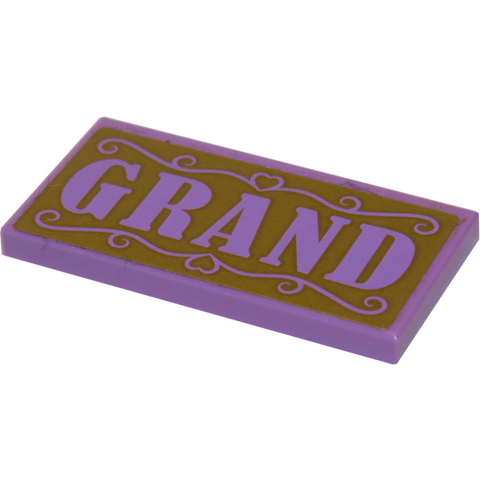 LEGO Medium Lavender Tile 2 x 4 with GRAND Sign Sticker (87079) | Brick ...