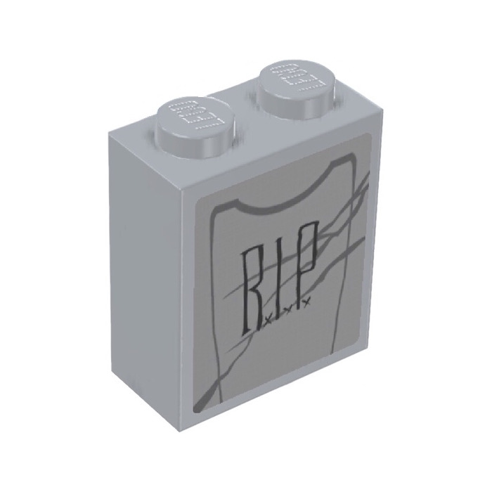 LEGO Brick 1 x 2 x 2 with ‘R.I.P.’ on Cracked Stone Sticker with Inside ...