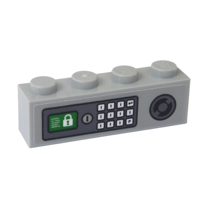 LEGO Medium Stone Gray Brick 1 x 4 with Safe Locking Panel with Keypad ...