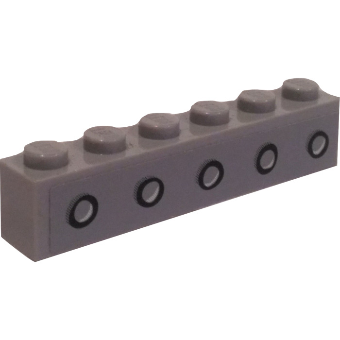 LEGO Medium Stone Gray Brick 1 x 6 with Portholes Sticker (3009 ...