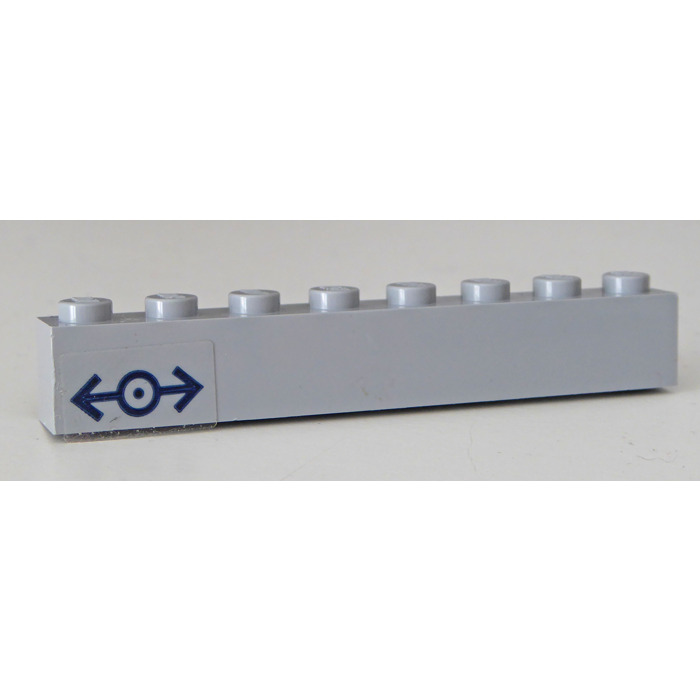 LEGO Gris piedra medio Ladrillo 1 x 8 con Dark Azul logo Tren ...
