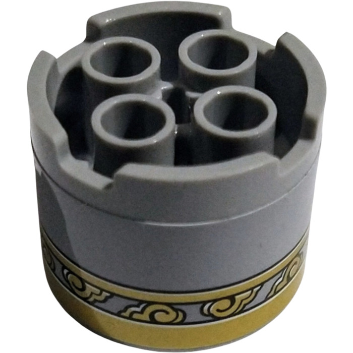 LEGO Brick 3 x 3 x 2 Round with Recess and Axle Hole with Column base ...