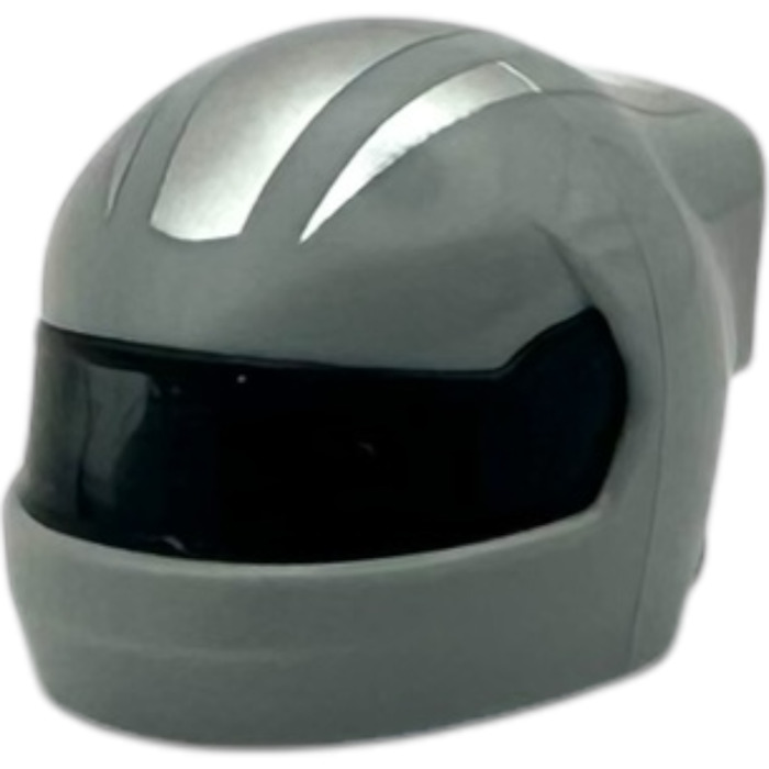 LEGO Medium Stone Gray F1 Helmet with Silver Stripes and Transparent ...