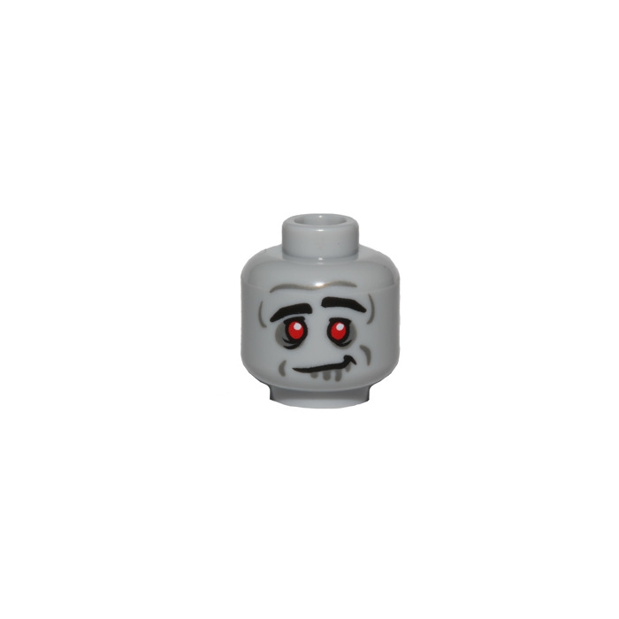 LEGO Medium Stone Gray Head with Zombie Red Eyes and Crooked Smile ...