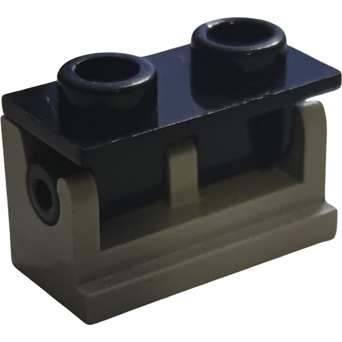 LEGO Medium Stone Gray Hinge Brick 1 x 2 with Black Top Plate | Brick ...