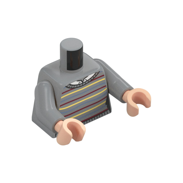 LEGO Medium Stone Gray Horizontal Striped Sweater Torso over White ...