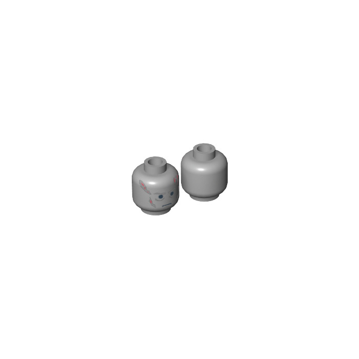 LEGO Medium Stone Gray Minifigure Head with Multiple Gray and Red Scars ...
