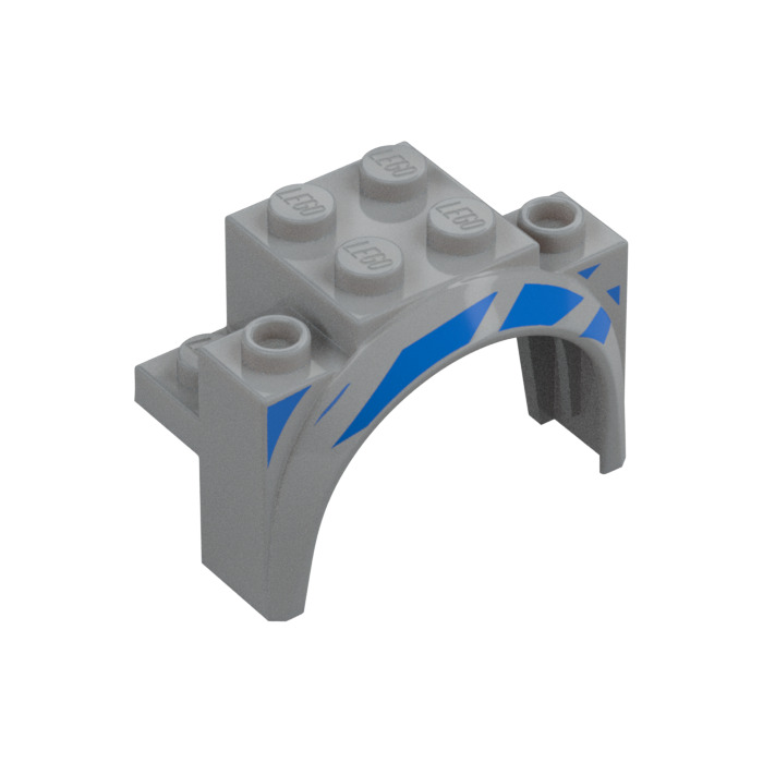LEGO Mudguard Brick 2 x 4 x 2.3 with Tall Wheel Arch with Blue Lines ...
