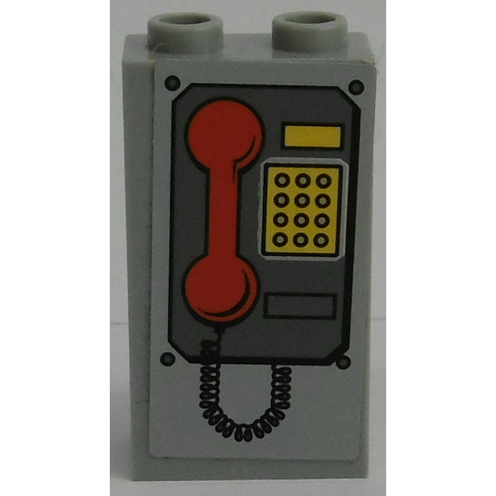 LEGO Medium Stone Gray Panel 1 x 2 x 3 with Telephone Sticker with Side ...