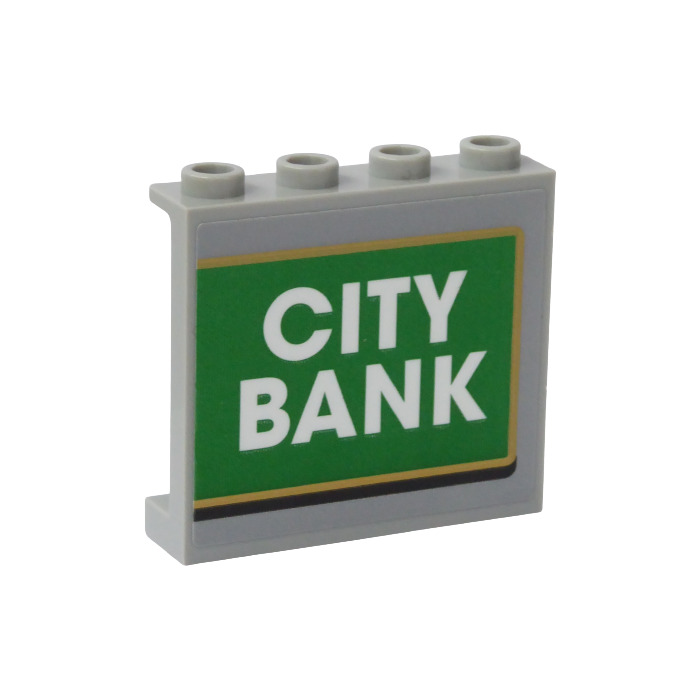 LEGO Panel 1 x 4 x 3 with "CITY BANK' Sticker with Side Supports (35323 ...