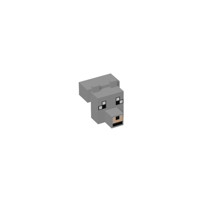 LEGO Medium Stone Gray Pixelated Minecraft Wolf Head with Snout with ...